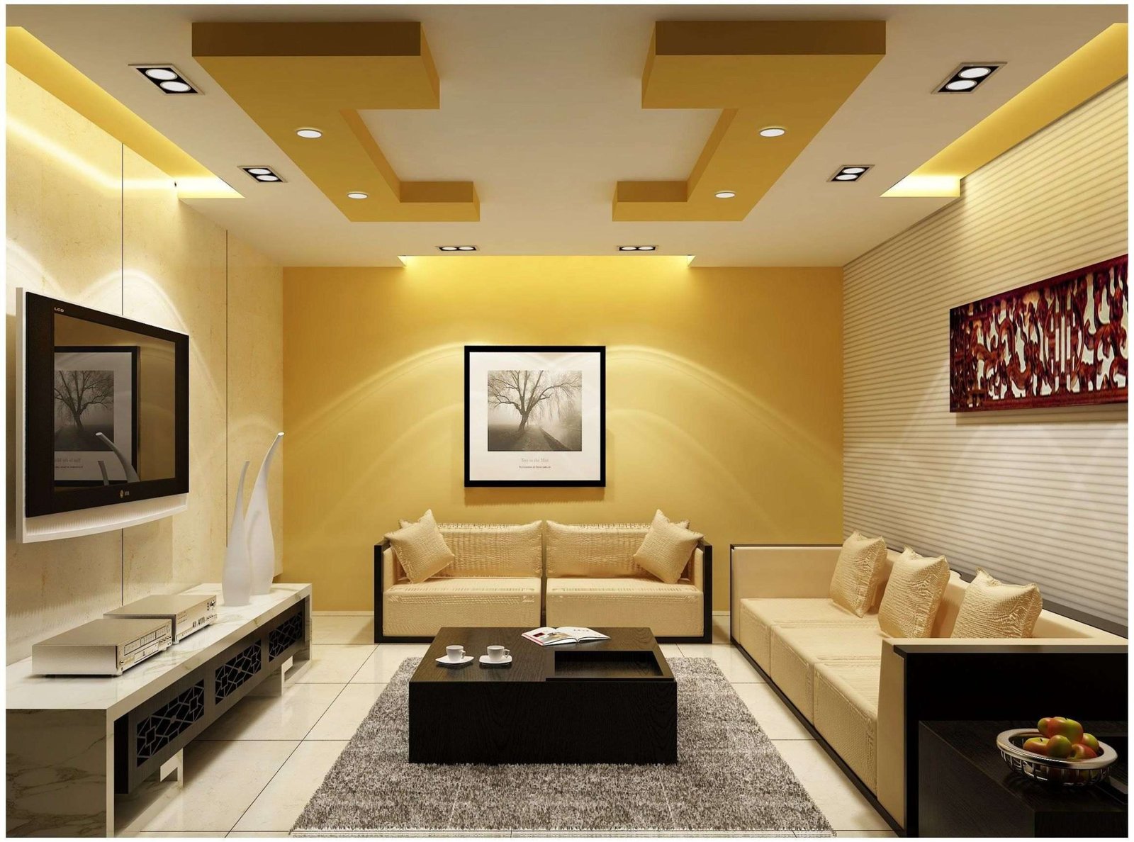 Simple False Ceiling Designs For Hall With Fans